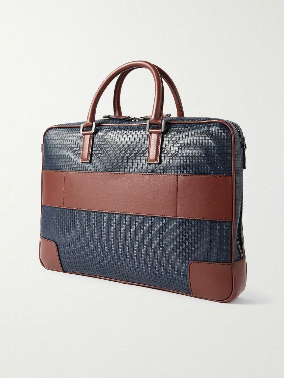 Serapian - Stepan Leather-Trimmed Monogrammed Coated-Canvas Briefcase ...