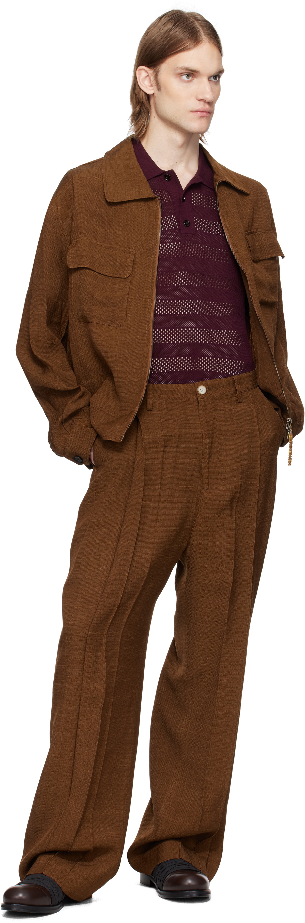 CMMN SWDN Brown Mari Deep Pleat Trousers CMMN SWDN