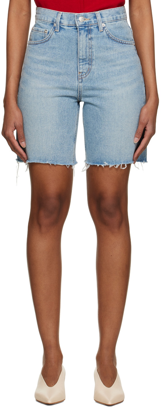 Dunst Blue Raw Edge Shorts Dunst
