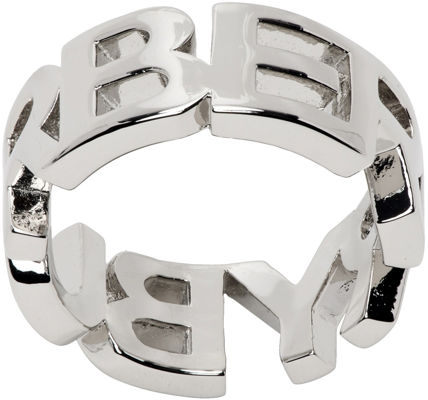Burberry Silver Letter Logo Ring Burberry