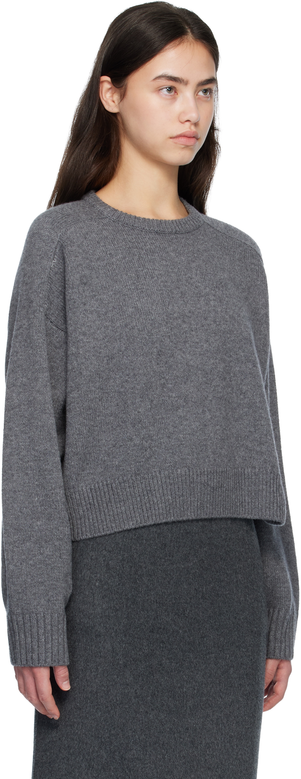 Loulou de Saison Gray BRUZZI LDS Cropped Sweater Loulou Studio