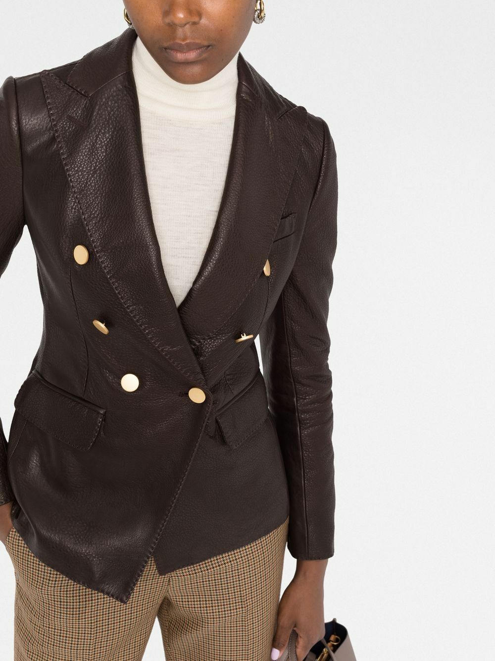 TAGLIATORE - Double-breasted Leather Jacket Tagliatore