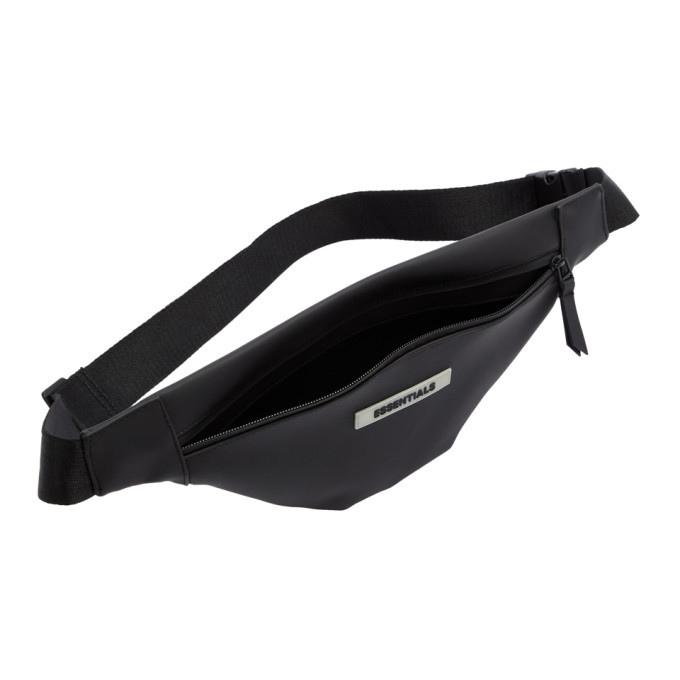 Essentials Black Coated Canvas Waist Bag Essentials