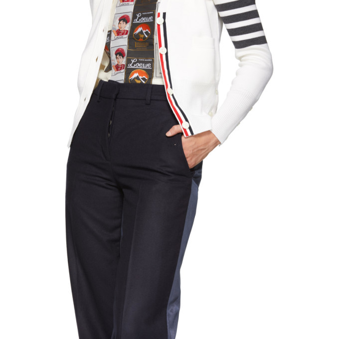 Thom Browne Navy Two-Tone Sack Trousers Thom Browne