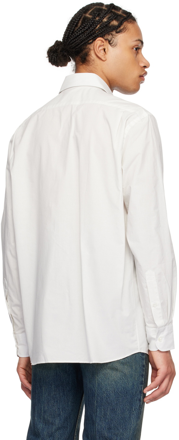 Husbands White & Gray Wide Collar Shirt Husbands