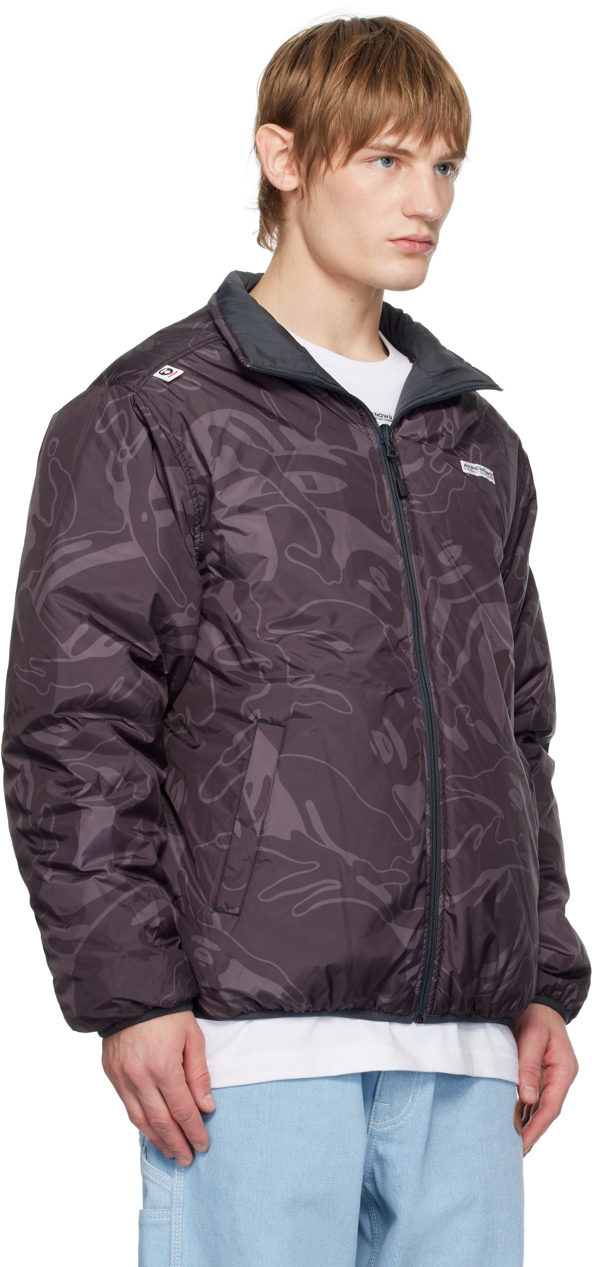 AAPE by A Bathing Ape Gray 'AAPE NOW' Moonface Logo Zip-Up Reversible ...