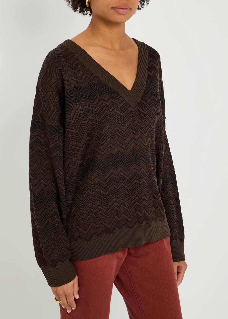 Missoni Chevron Fine-knit Jumper Brown Missoni