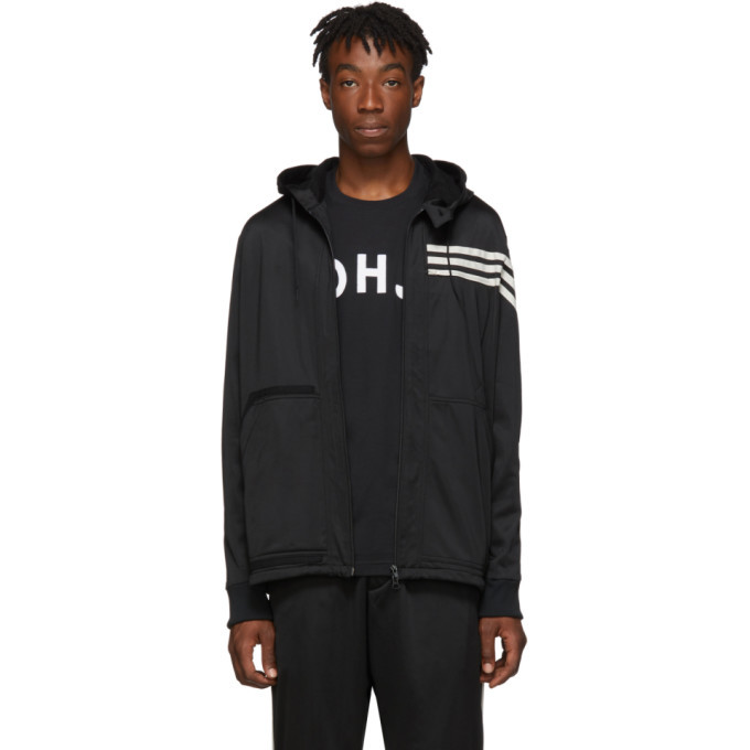 Y-3 Black 3-Stripes Hooded Track Jacket Y-3