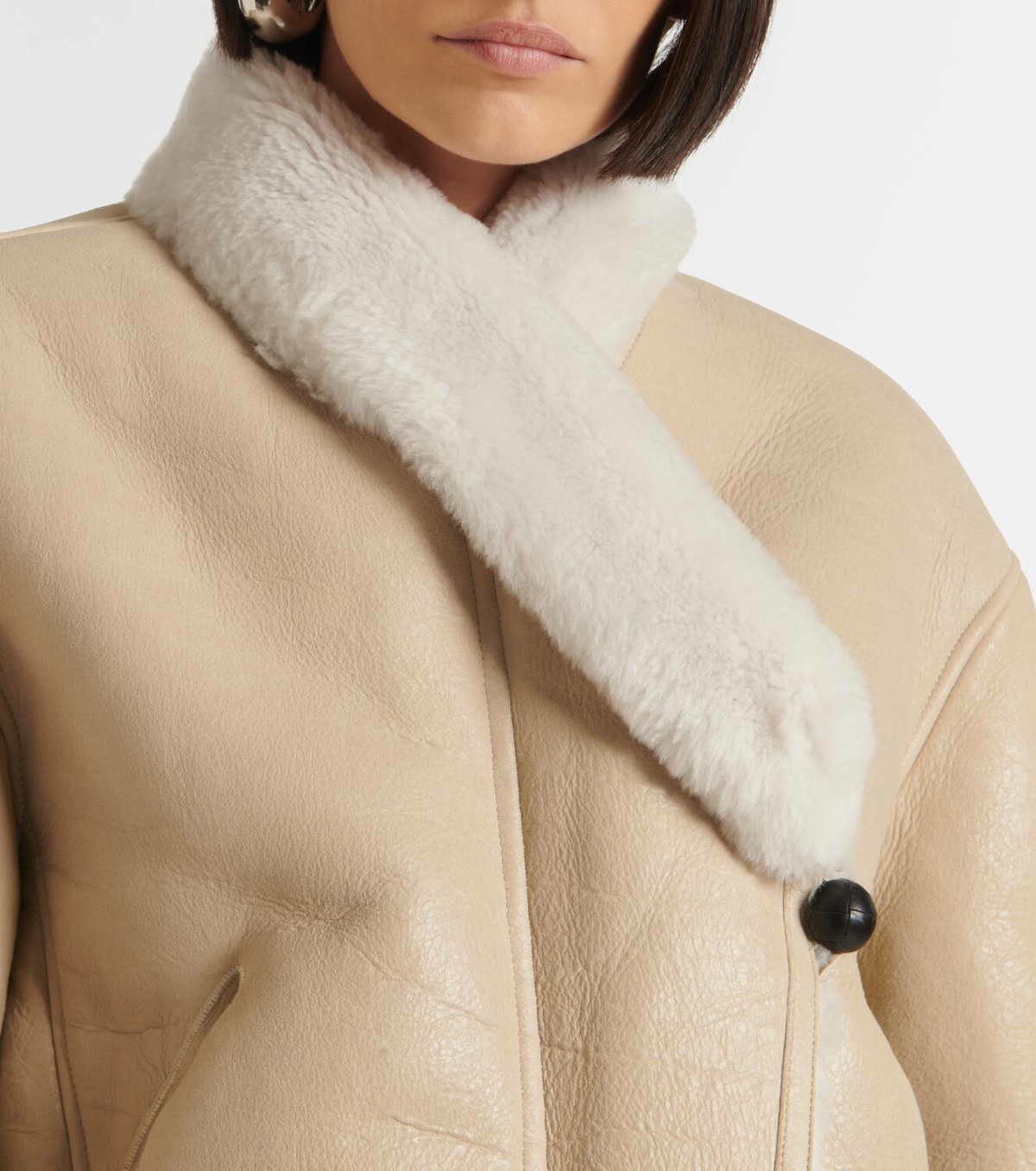 Isabel Marant Eriana shearling-trimmed leather jacket Isabel Marant