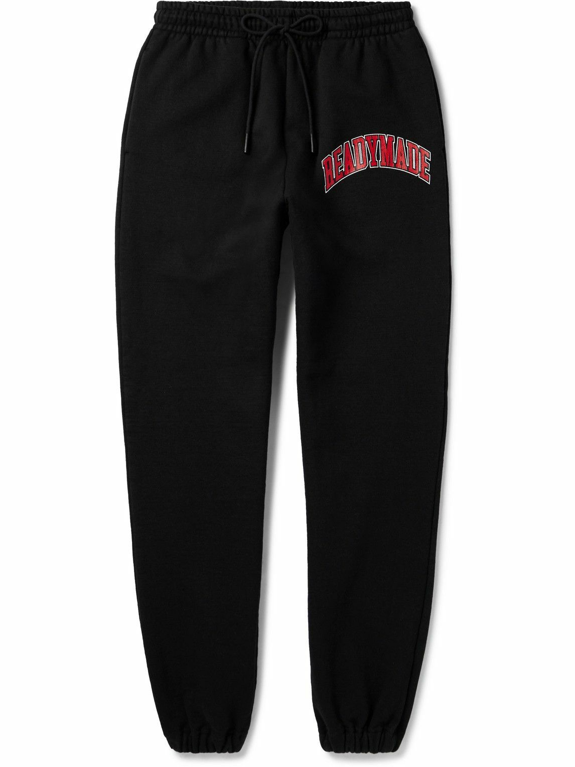 READYMADE - Tapered Logo-Print Cotton-Blend Jersey Sweatpants - Black ...