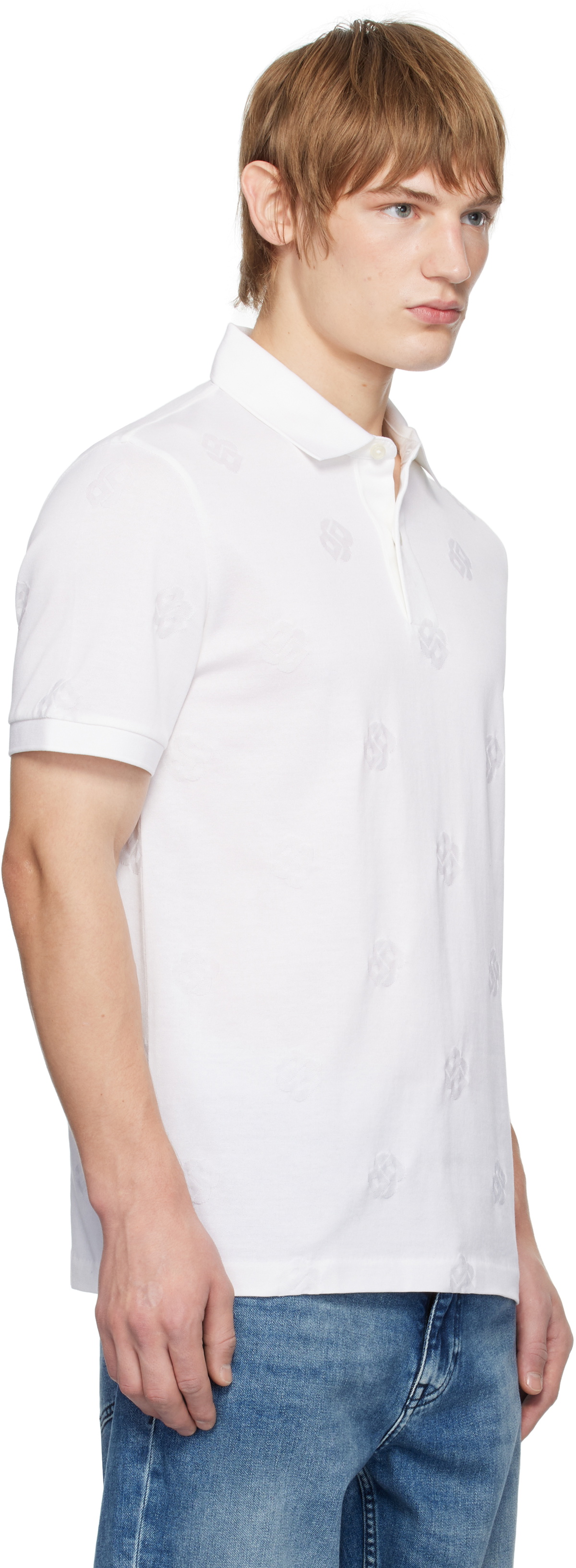 BOSS White Double Monogram Polo BOSS