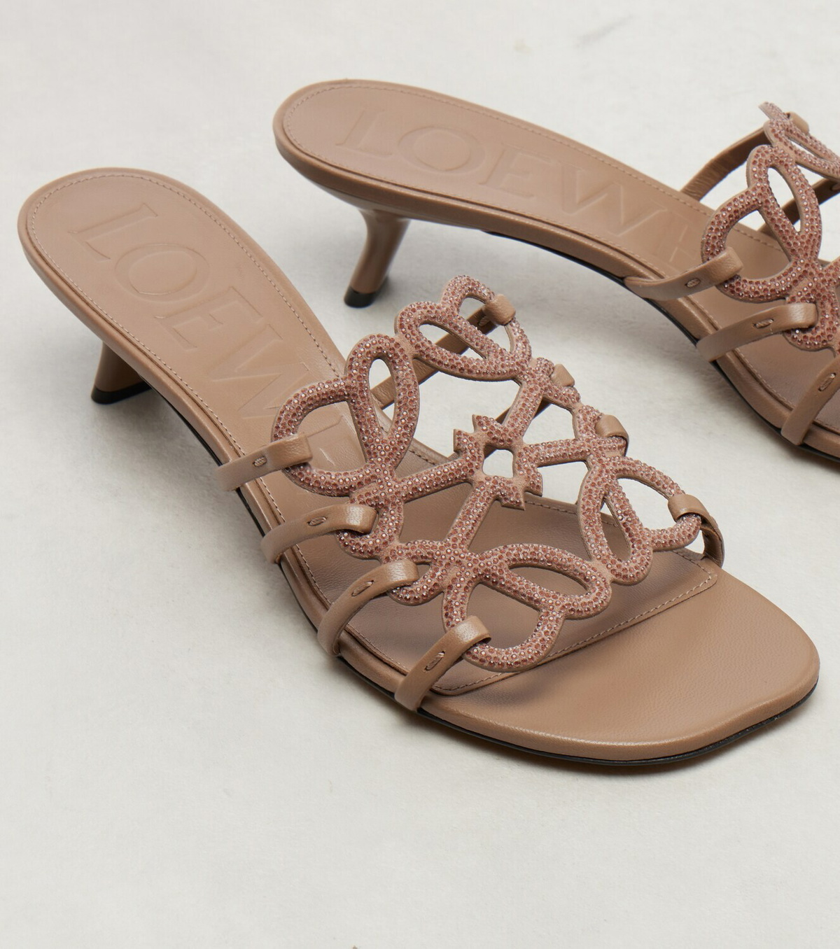 Loewe Petal Anagram embellished suede mules Loewe