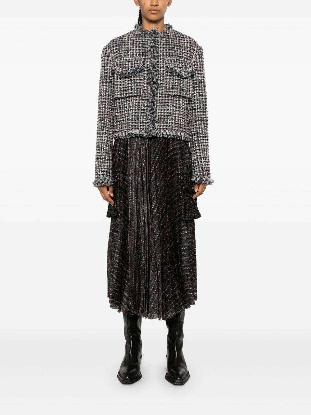 SACAI - Tweed Wool Short Jacket Sacai
