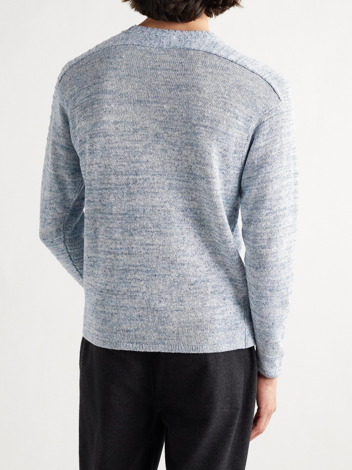 INIS MEÁIN - Mélange Linen Sweater - Blue Inis Meáin