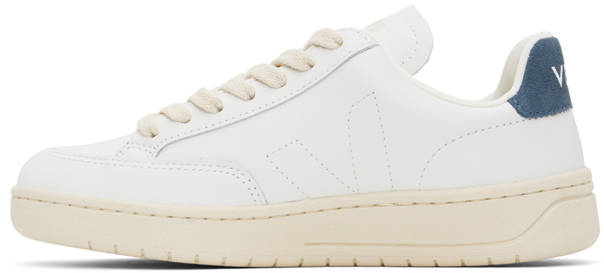VEJA White & Navy V-12 Stitch Leather Sneakers VEJA