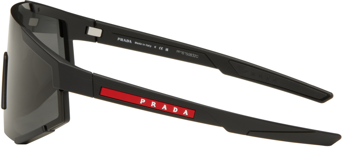 Prada Eyewear Black 'Prada' Linea Rossa Impavid Sunglasses Prada