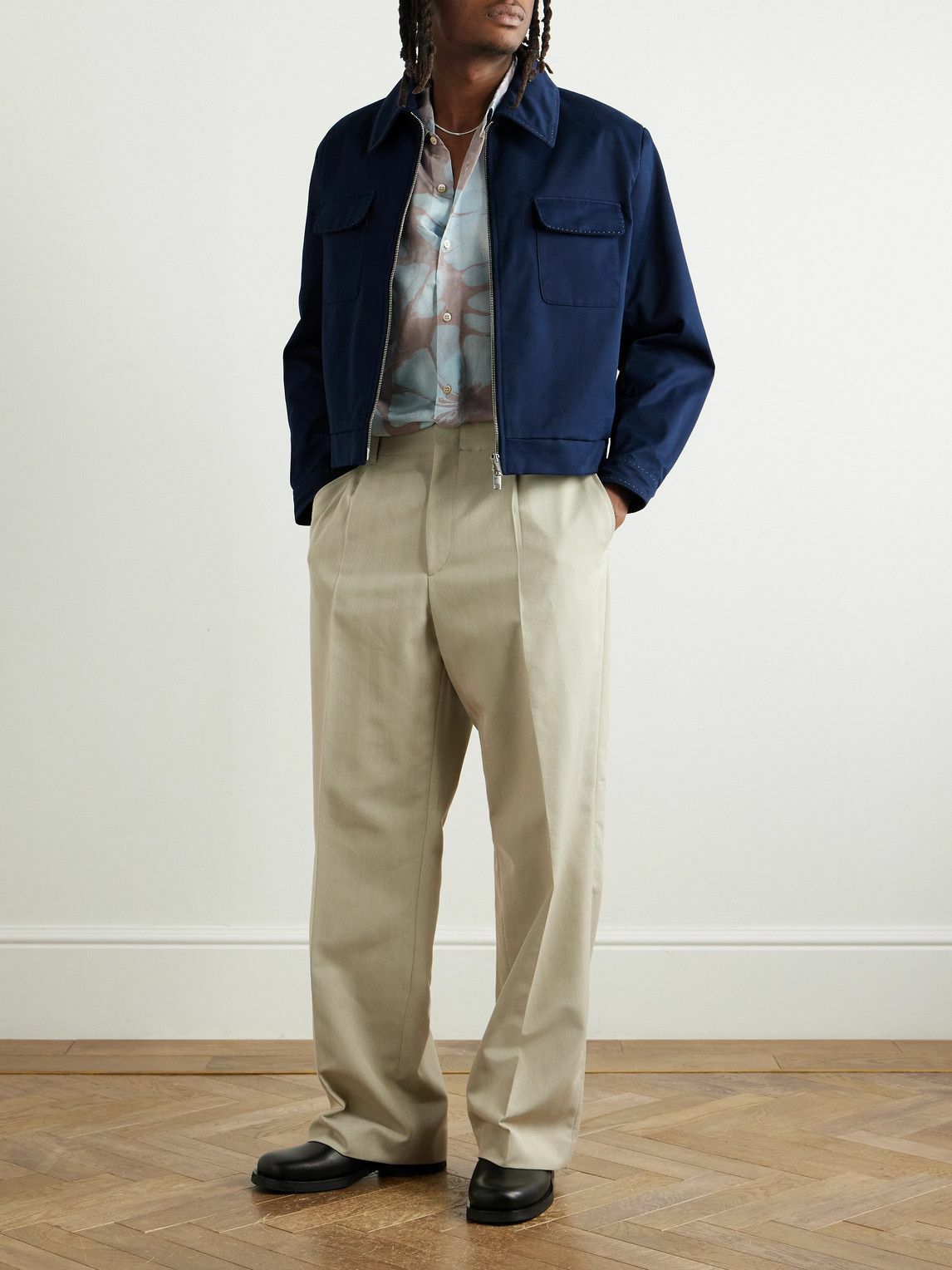 SECOND / LAYER - Herman Embroidered Cotton-Twill Jacket - Blue Second/Layer