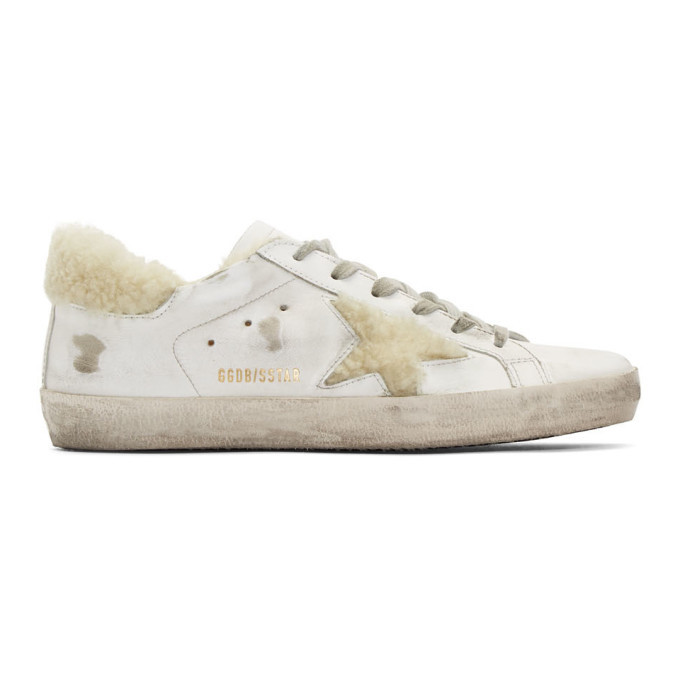 Golden Goose White Shearling Superstar Sneakers Golden Goose Deluxe Brand