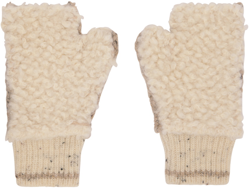 Bottega Veneta Beige Patchwork Mittens Bottega Veneta