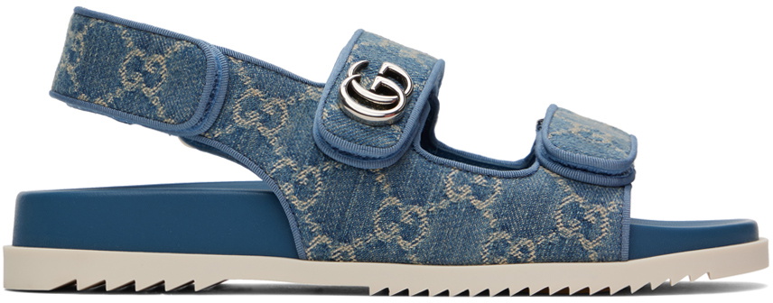 Gucci Blue Double G Denim Sandals Gucci