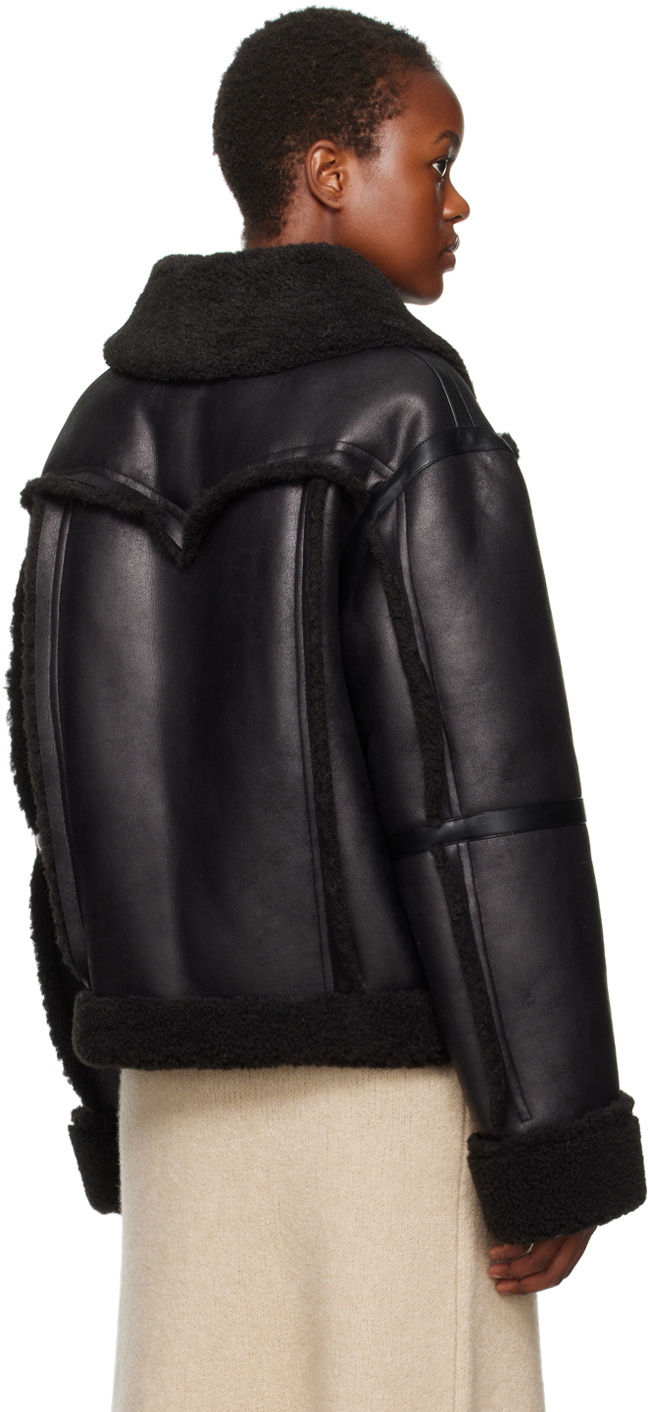 Stand Studio Black & White Lessie Faux-Shearling Jacket Stand Studio