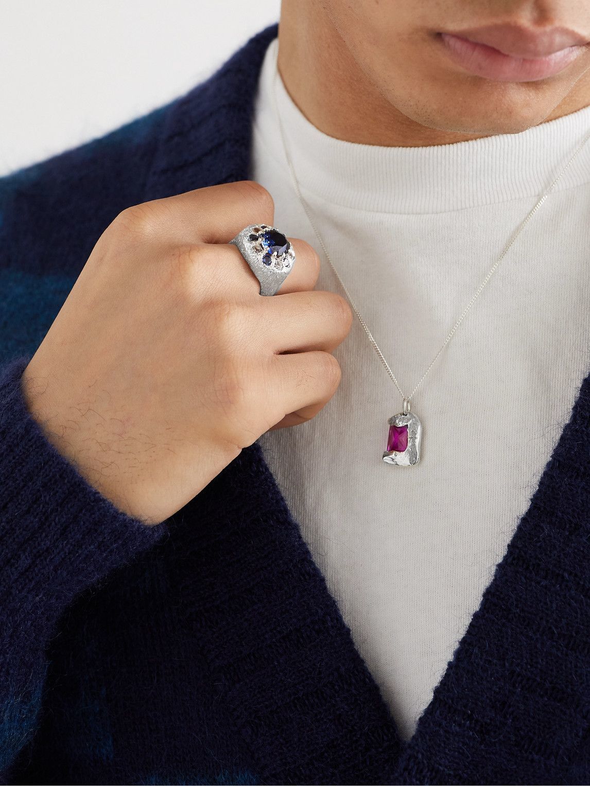 Bleue Burnham - Sterling Silver Sapphire Signet Ring - Silver Bleue Burnham