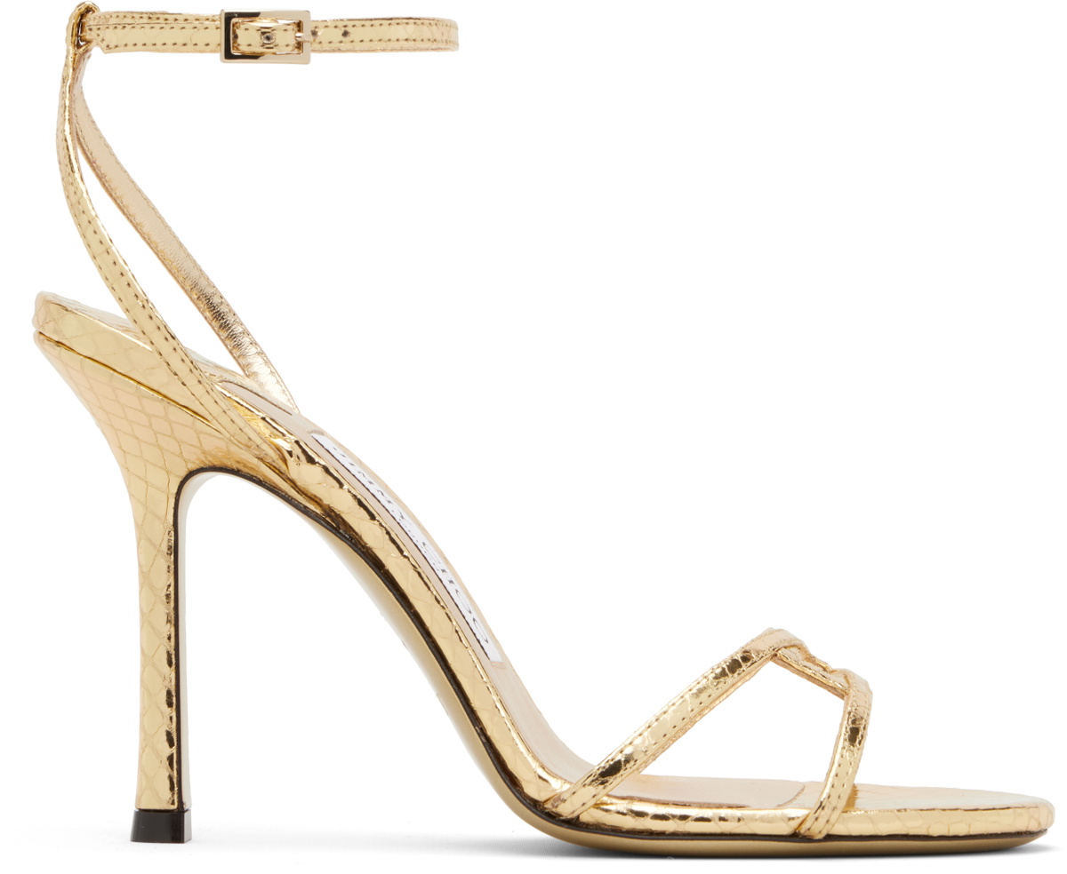 Jimmy Choo Gold Leo 100 Candy Wrap Heeled Sandals Jimmy Choo