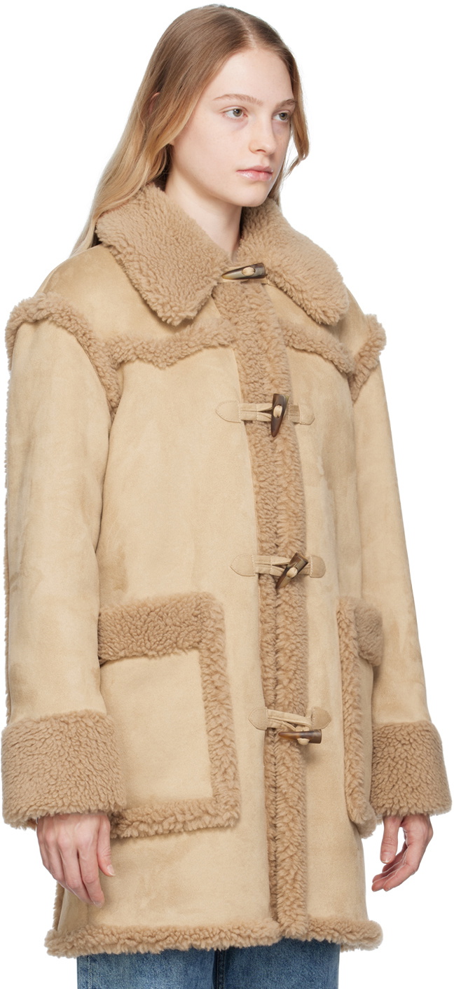 M05CH1N0 JEANS Beige Toggle Faux-Leather Coat