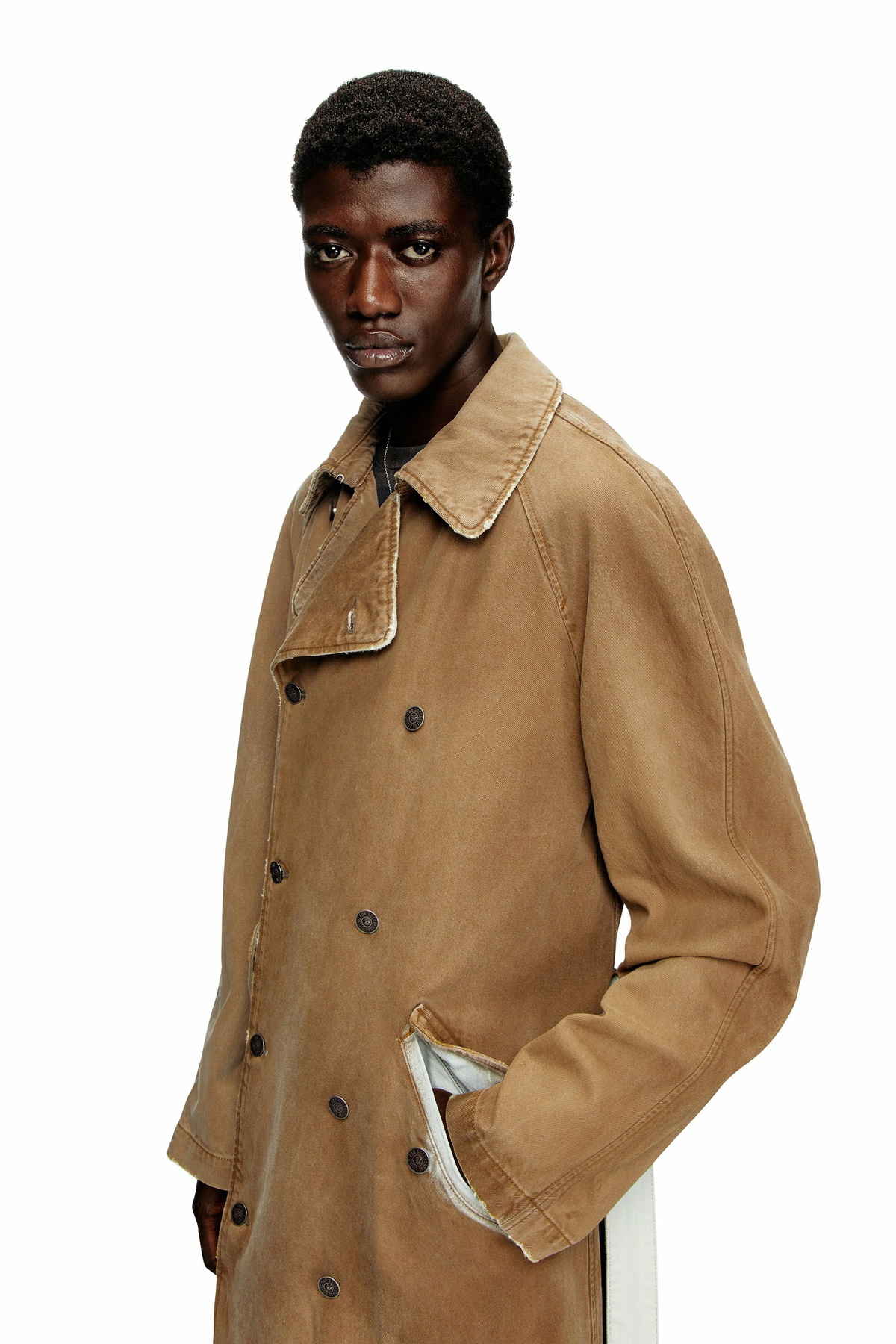Diesel Trench coat in overdirt denim - Denim Jackets - Unisex - Brown ...