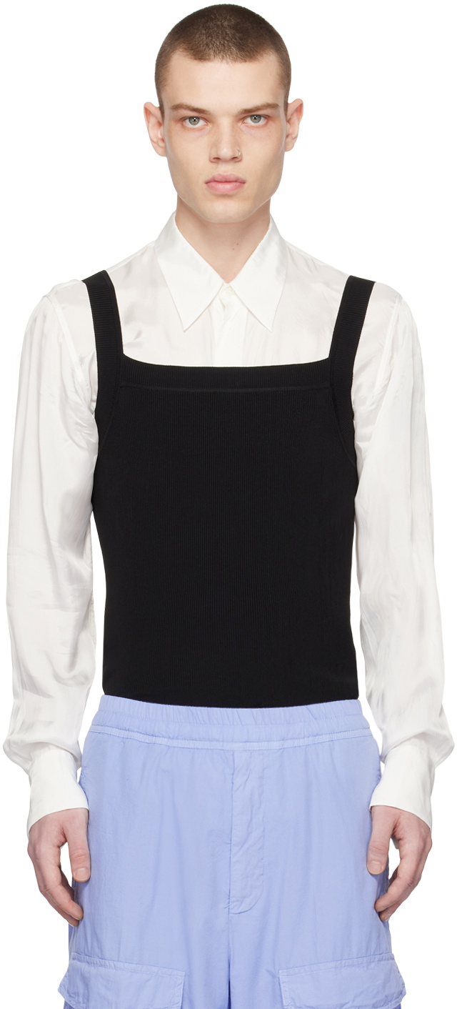Dries Van Noten Black Square Neck Tank Top Dries Van Noten