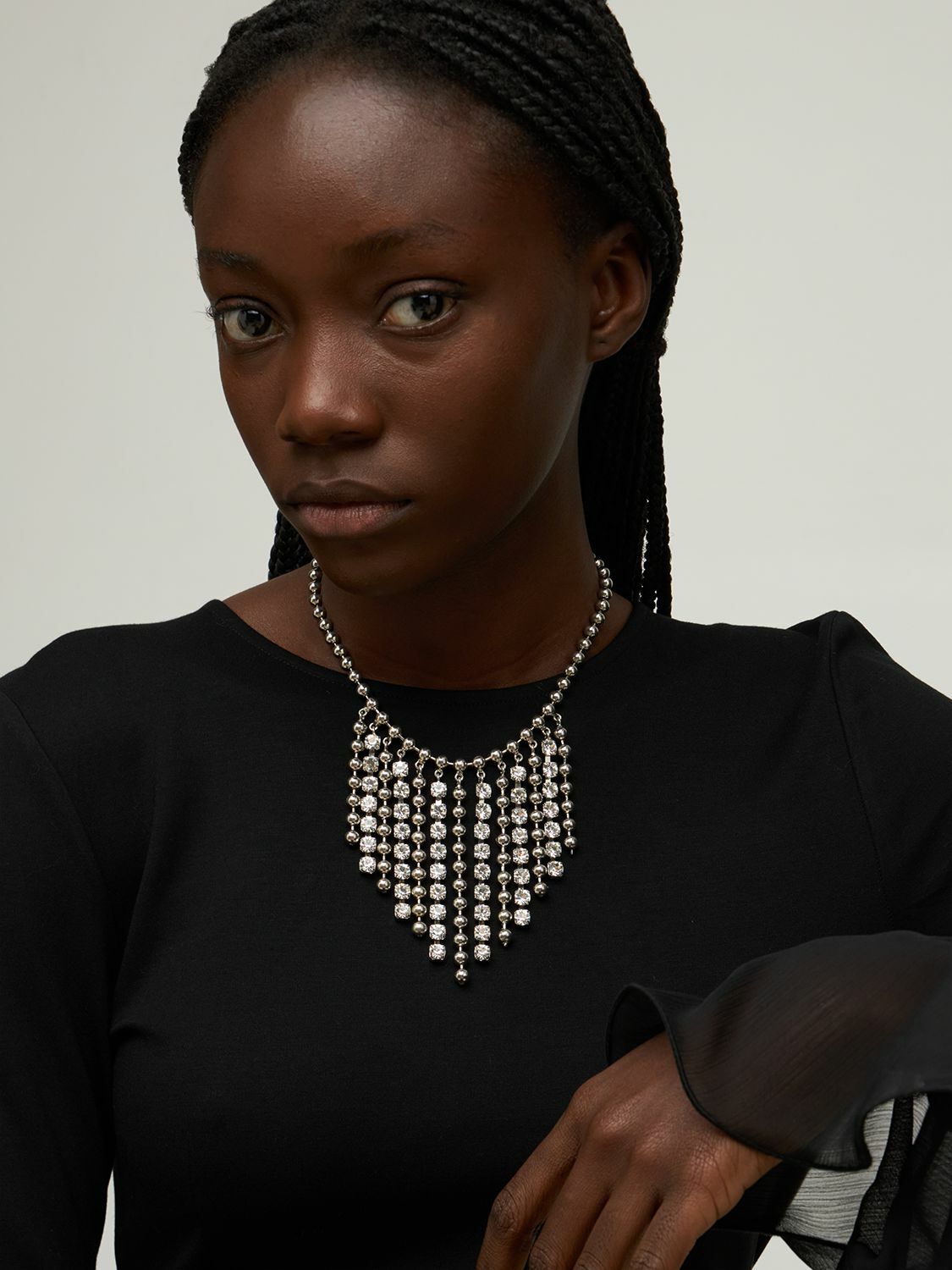 ALESSANDRA RICH - Crystal & Chain Fringe Necklace Alessandra Rich