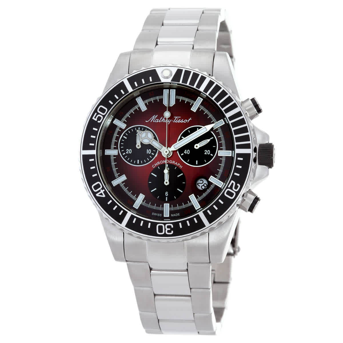 Mathey-Tissot Mathy Strike Chronograph Quartz Red Dial Mens Watch ...