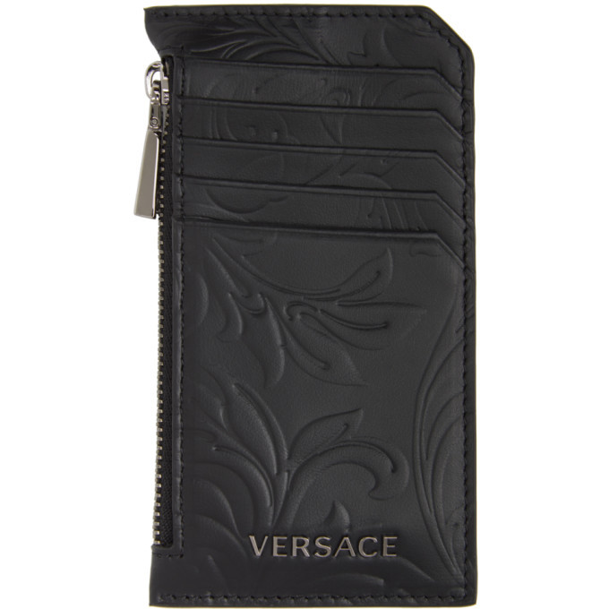 Versace Black Embossed Barocco Card Holder Versace