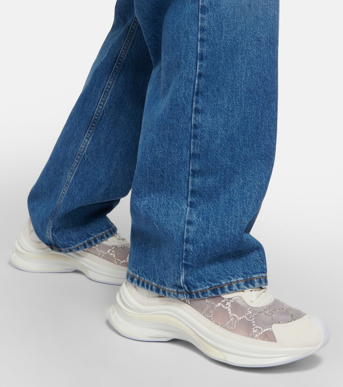 Gucci Run embellished suede and mesh sneakers Gucci