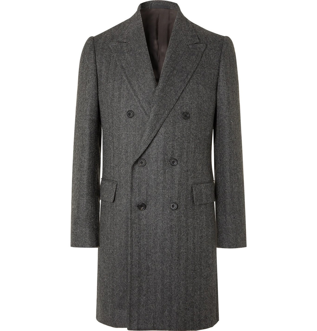 Kingsman - Double-Breasted Herringbone Alpaca Coat - Gray Kingsman
