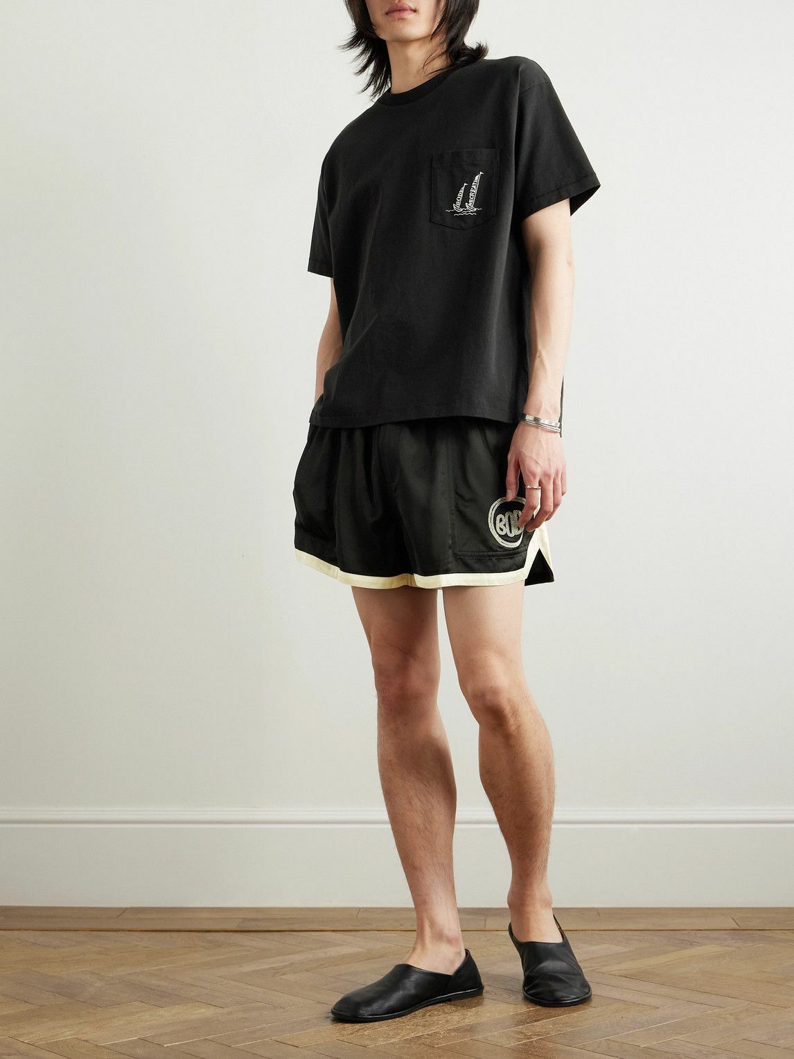 BODE - Logo-Embroidered Cotton-Jersey T-Shirt - Black Bode