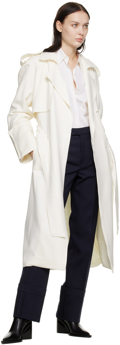 BITE Off-White Double-Breasted Trench Coat BITE