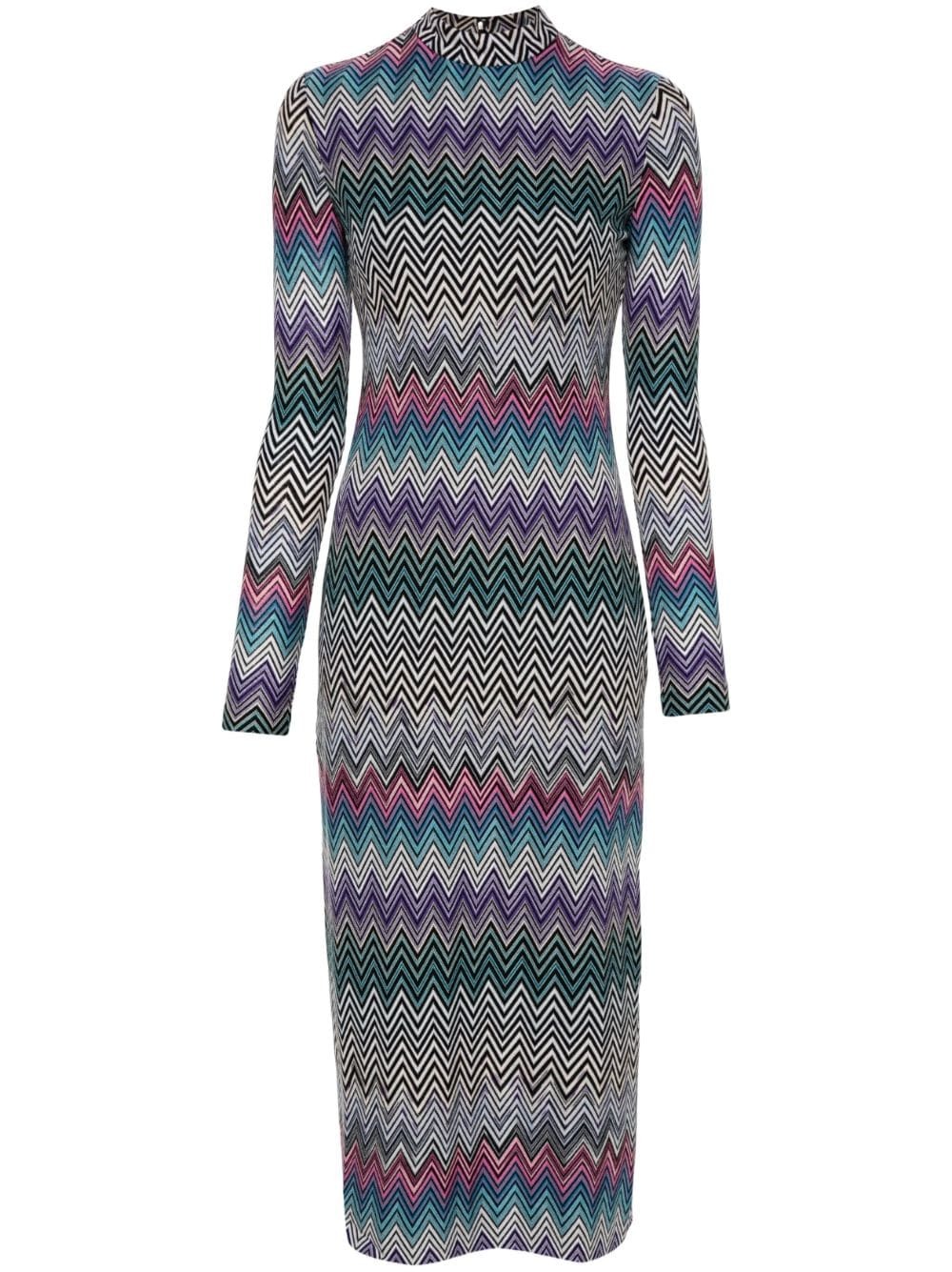 MISSONI - Zig Zag Motif Wool Midi Dress Missoni