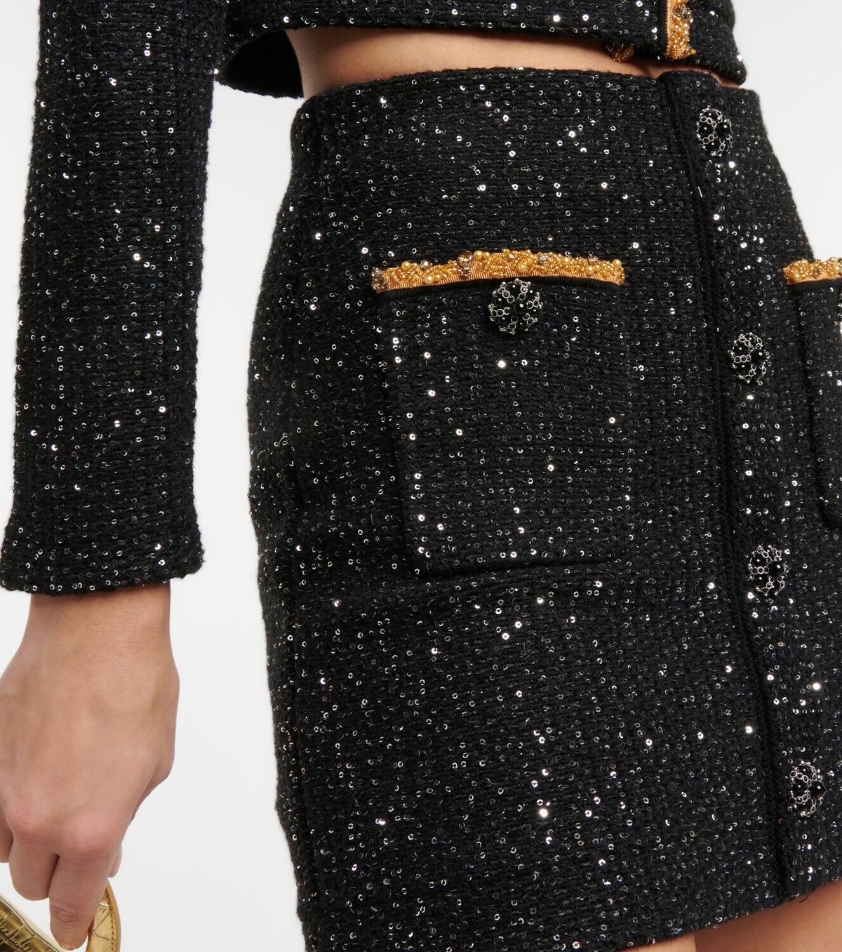 Self-Portrait Sequined high-rise bouclé miniskirt Self-Portrait