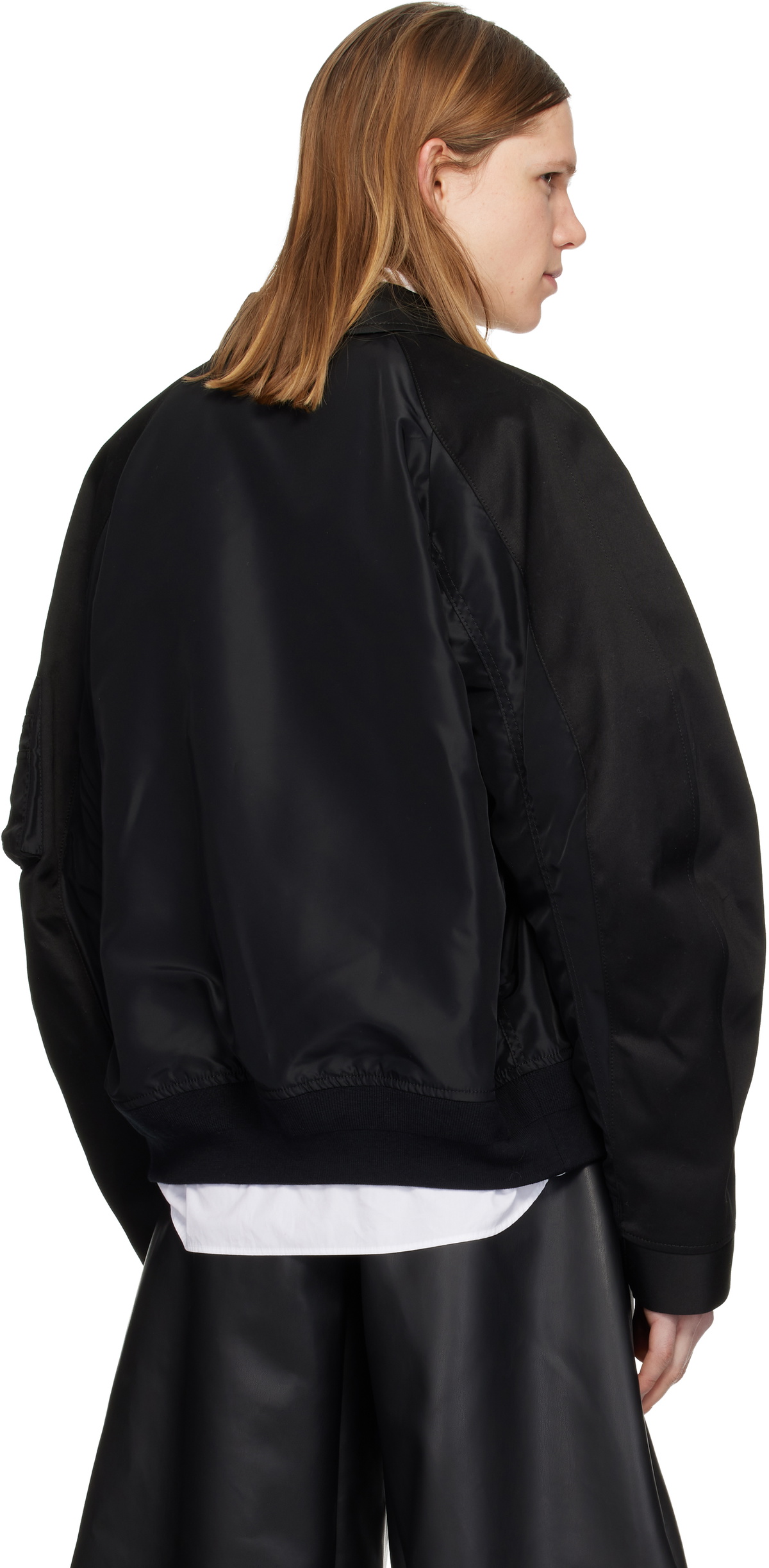 sacai Black Cotton Chino & Nylon Twill Bomber Jacket Sacai