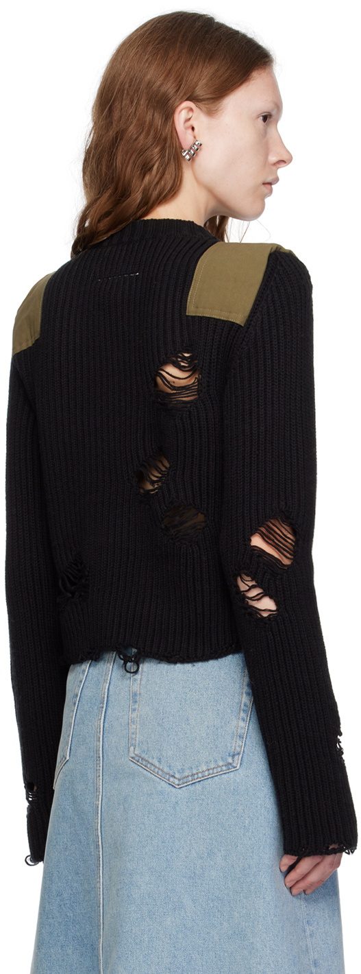 MM6 Maison Margiela Black Distressed Sweater MM6 Maison Margiela