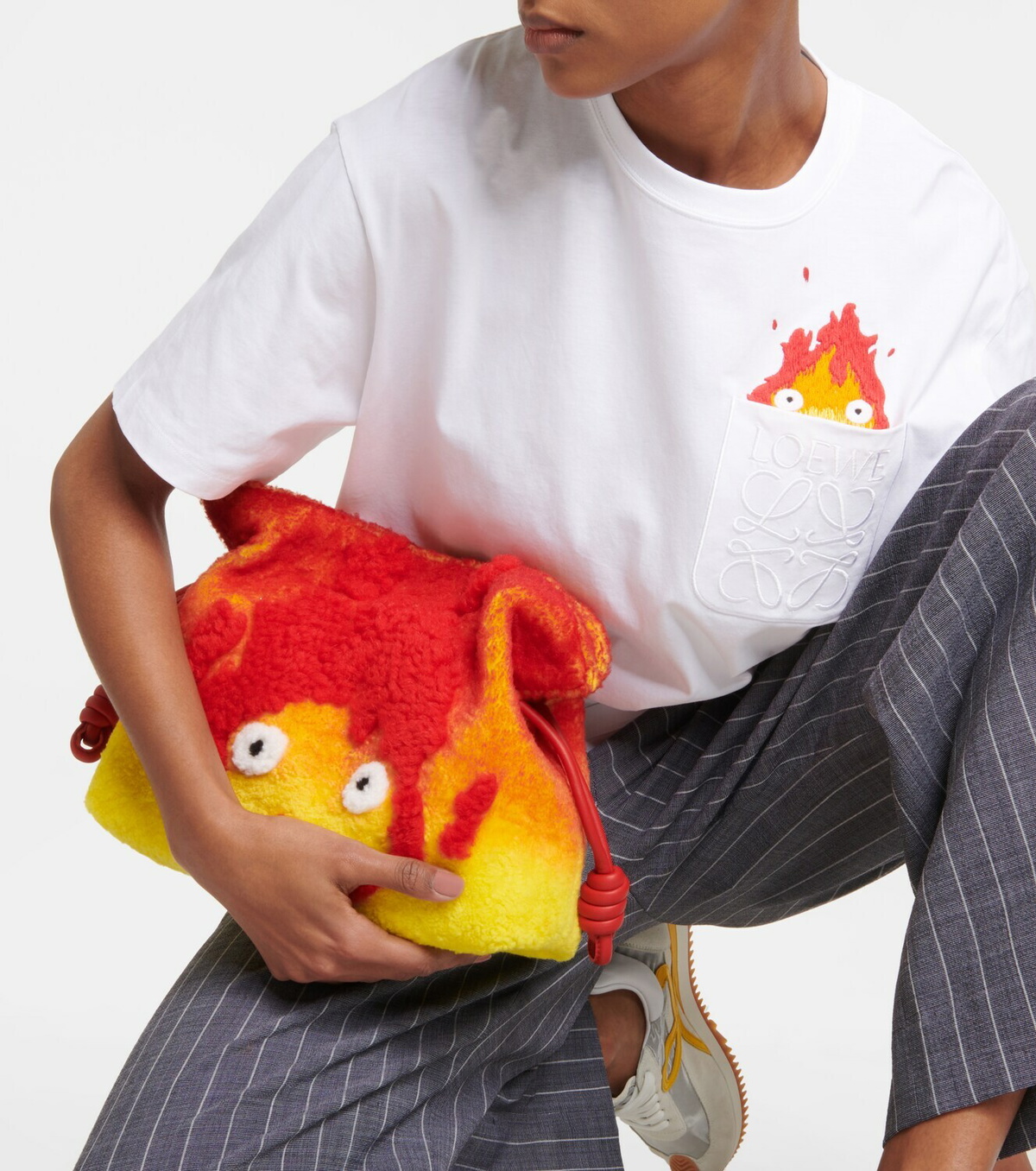 Loewe x Howl's Moving Castle Calcifer Flamenco Small shearling clutch Loewe