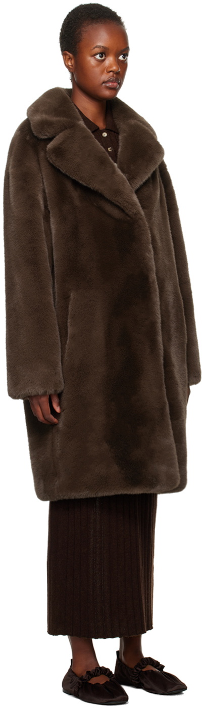 Stand Studio Brown Camille Faux-Fur Coat Stand Studio
