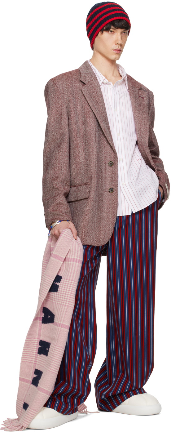 Marni Pink & White Check Logo Scarf Marni