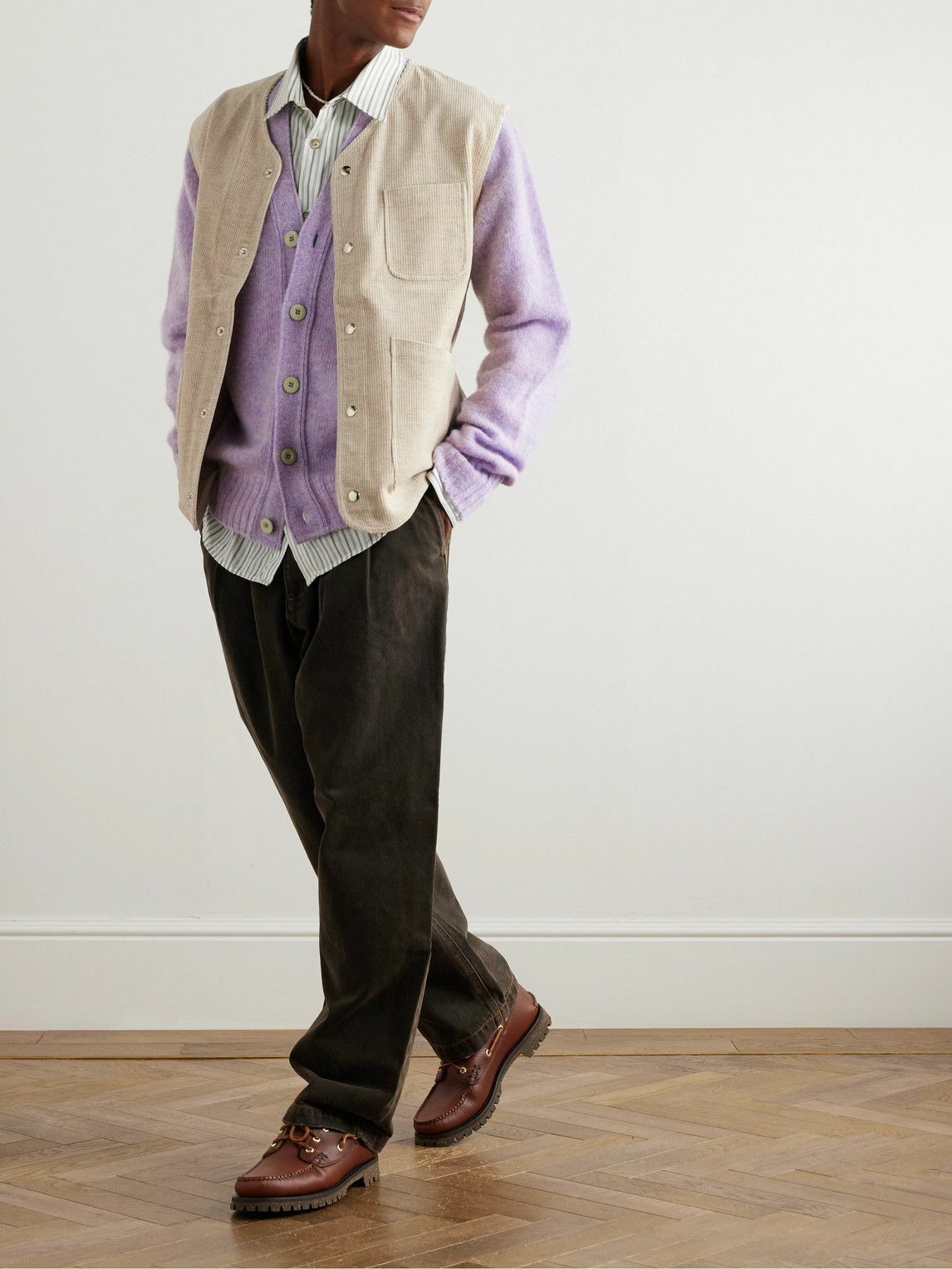 Howlin' - Shaggy Bear Logo-Appliquéd Wool Cardigan - Purple Howlin' by ...