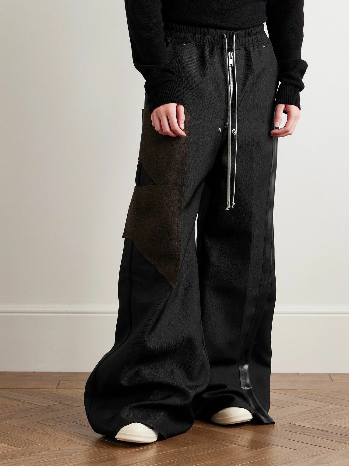 Rick Owens - Bela Wide-Leg Recycled Rubber and Loden Felt-Trimmed ...