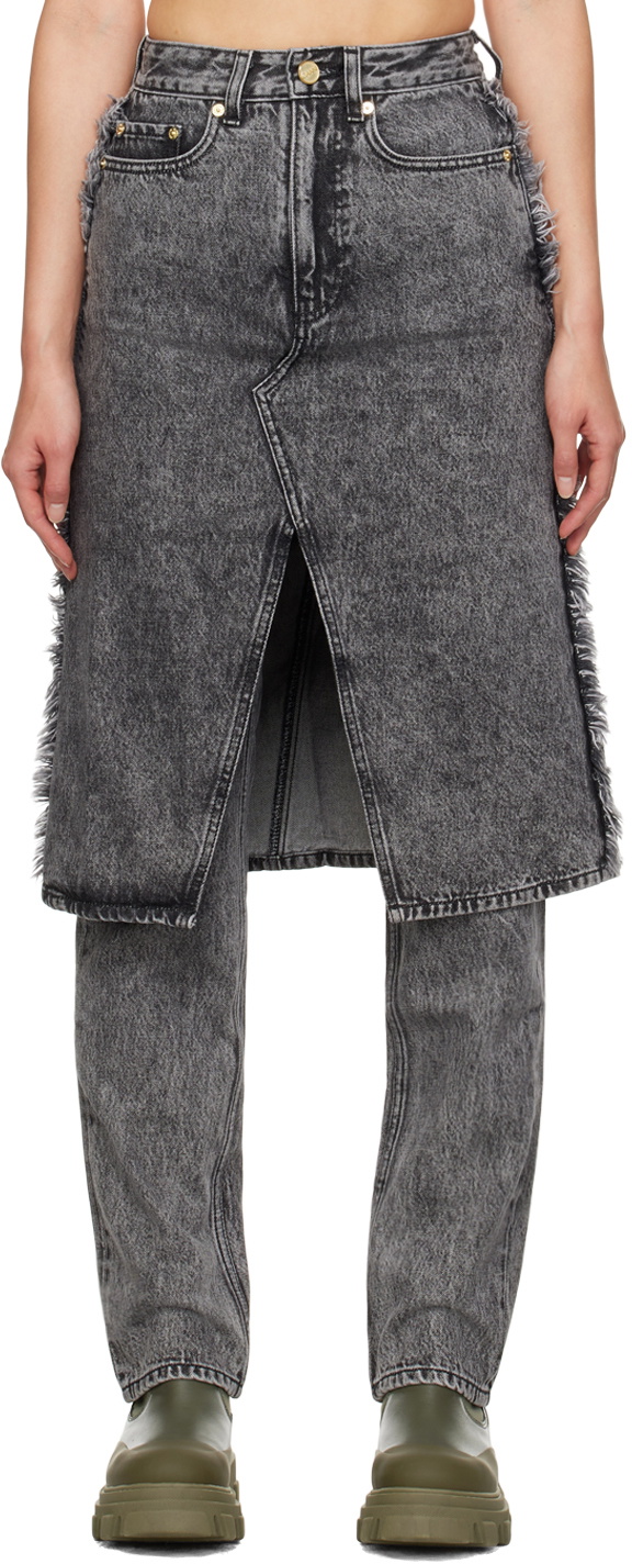 GANNI Gray Layered Jeans GANNI