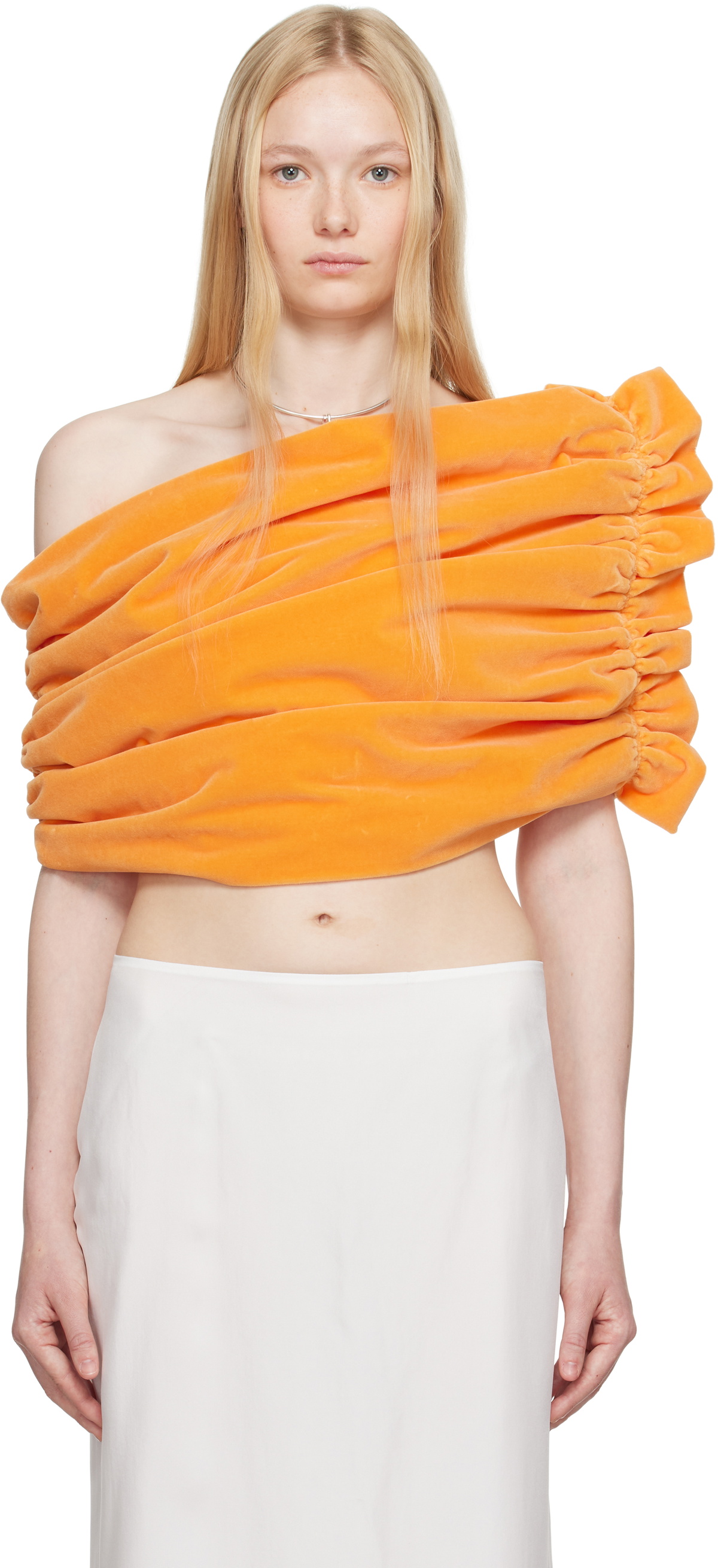 COLLEEN ALLEN Orange Velvet Shawl Top COLLEEN ALLEN