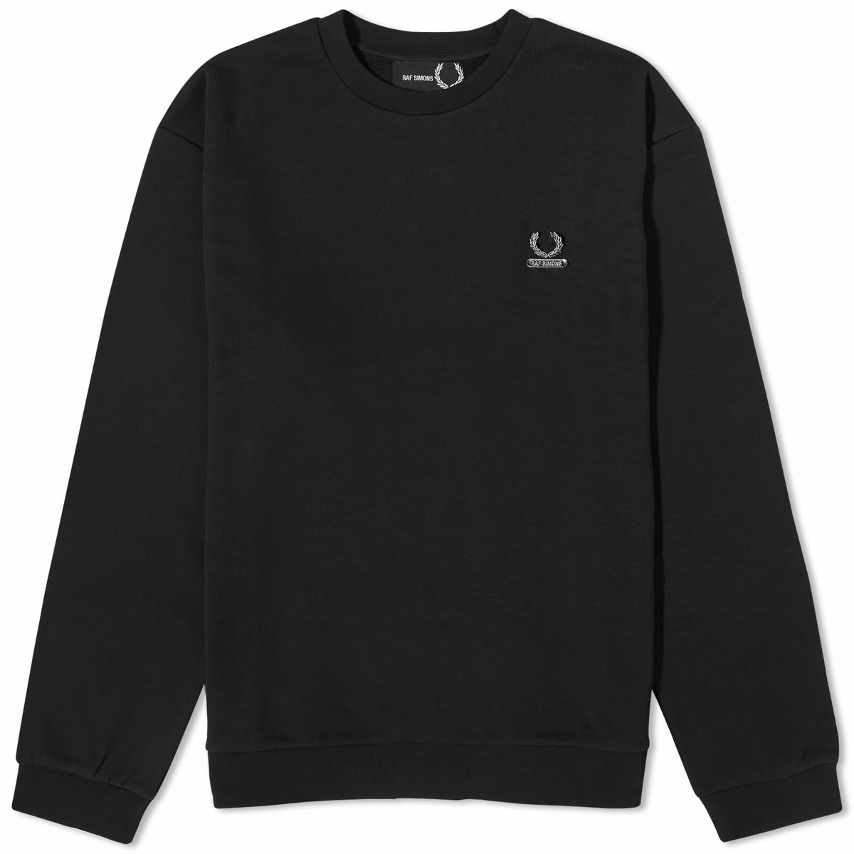 Fred Perry Men's x Raf Simons Embroidered Crew Sweat in Black Fred Perry