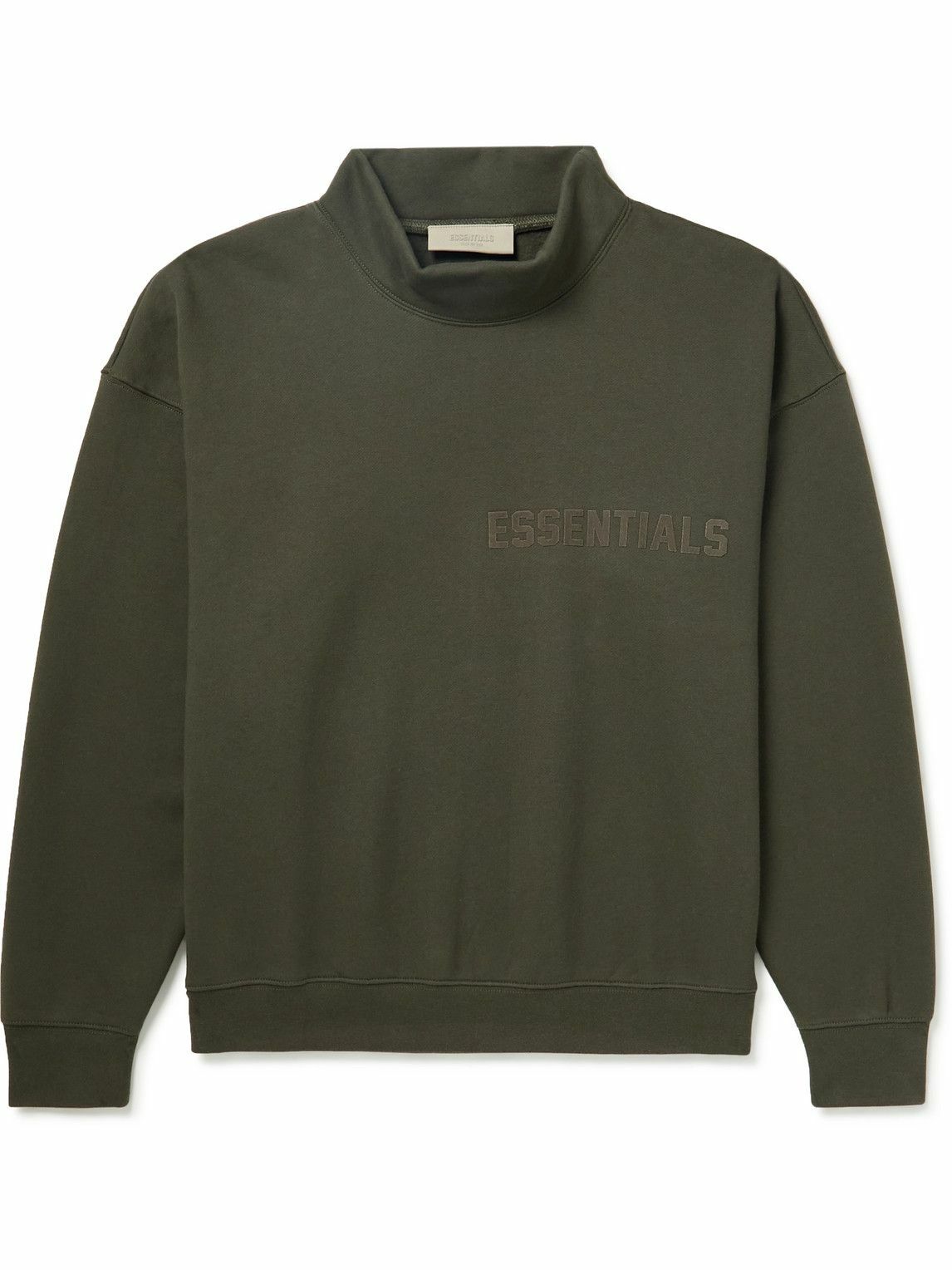 FEAR OF GOD ESSENTIALS - Logo-Flocked Cotton-Jersey Mock-Neck ...